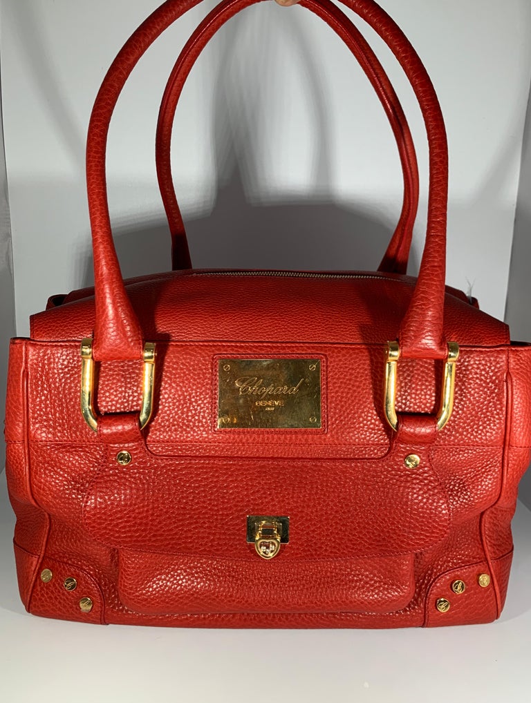 Chopard Red Leather Large Handbag, happy diamond series heart closure ...