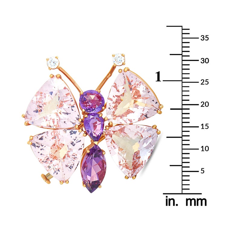 Chopard Rose Gold Diamond, Amethyst and Morganite Butterfly Brooch For ...