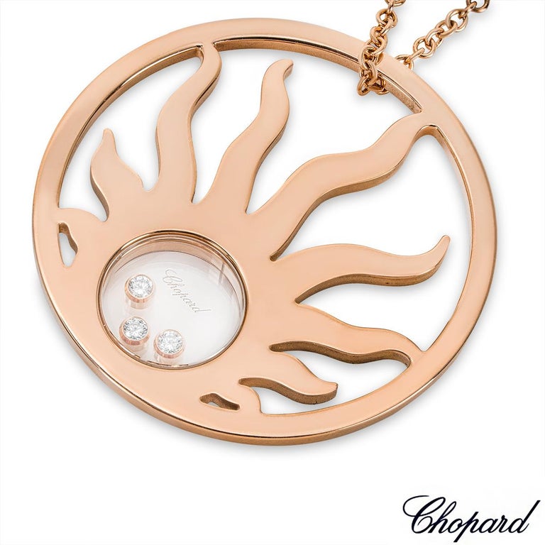 Chopard Rose Gold Happy Diamonds Sun Pendant For Sale at 1stDibs
