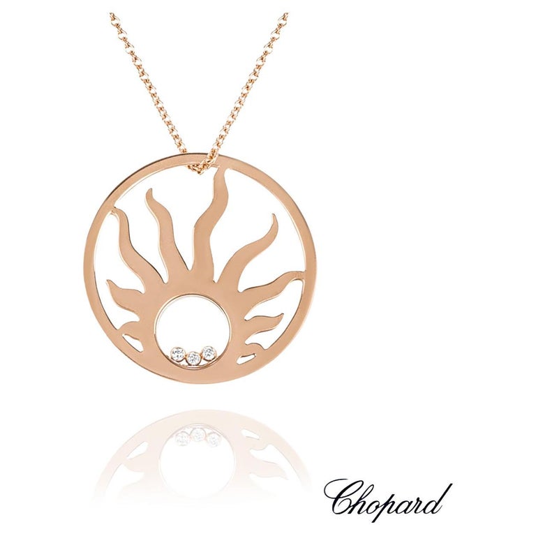 Chopard Rose Gold Happy Diamonds Sun Pendant For Sale at 1stDibs
