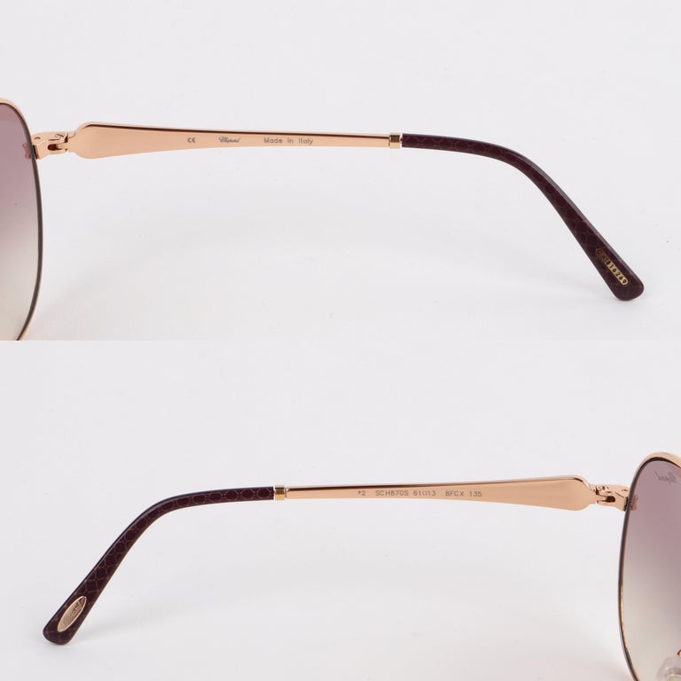CHOPARD SCH 870S Rose Gold Plum Titanium Frame Aviator Sunglasses with ...