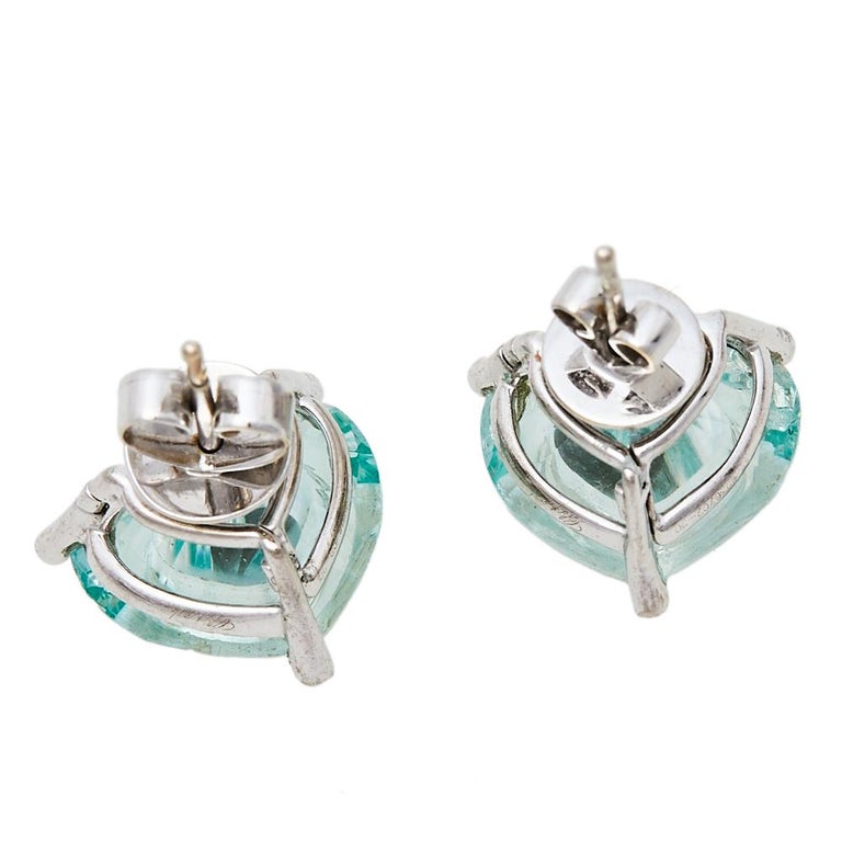 Chopard So Happy Diamond Green Stone 18K White Gold Stud Earrings at ...