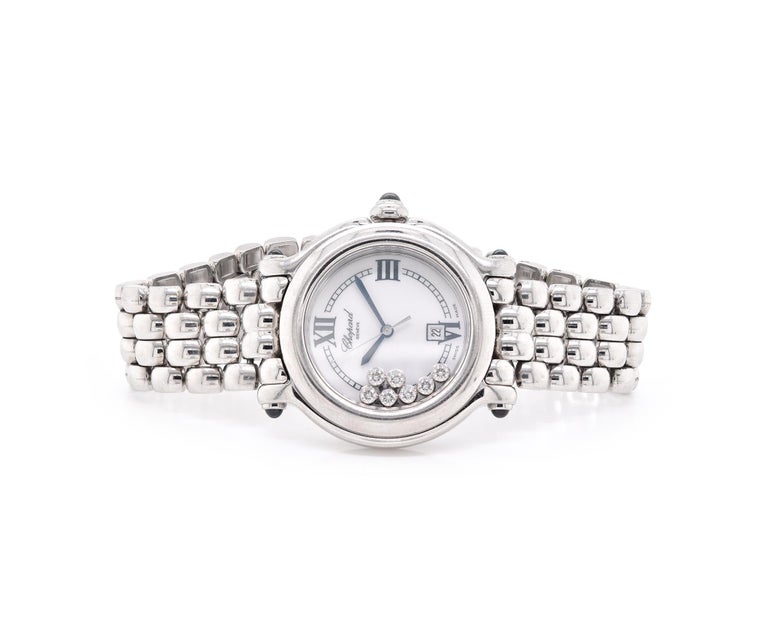Chopard Stainless Steel Happy Diamond Sport 7 Floating Diamonds at 1stDibs