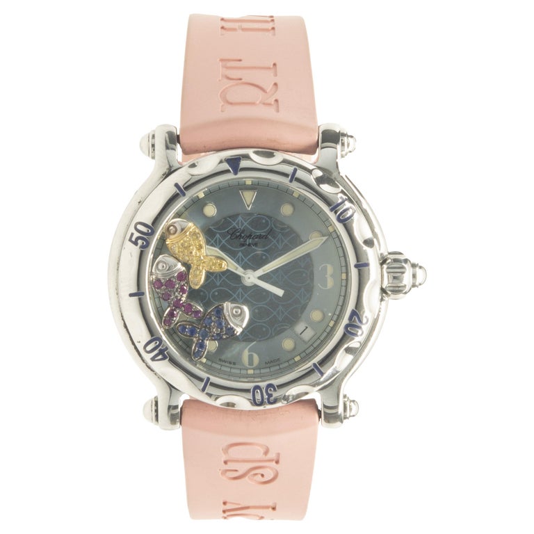 Chopard Stainless Steel Happy Sport Multi Sapphire and Ruby Fish For ...