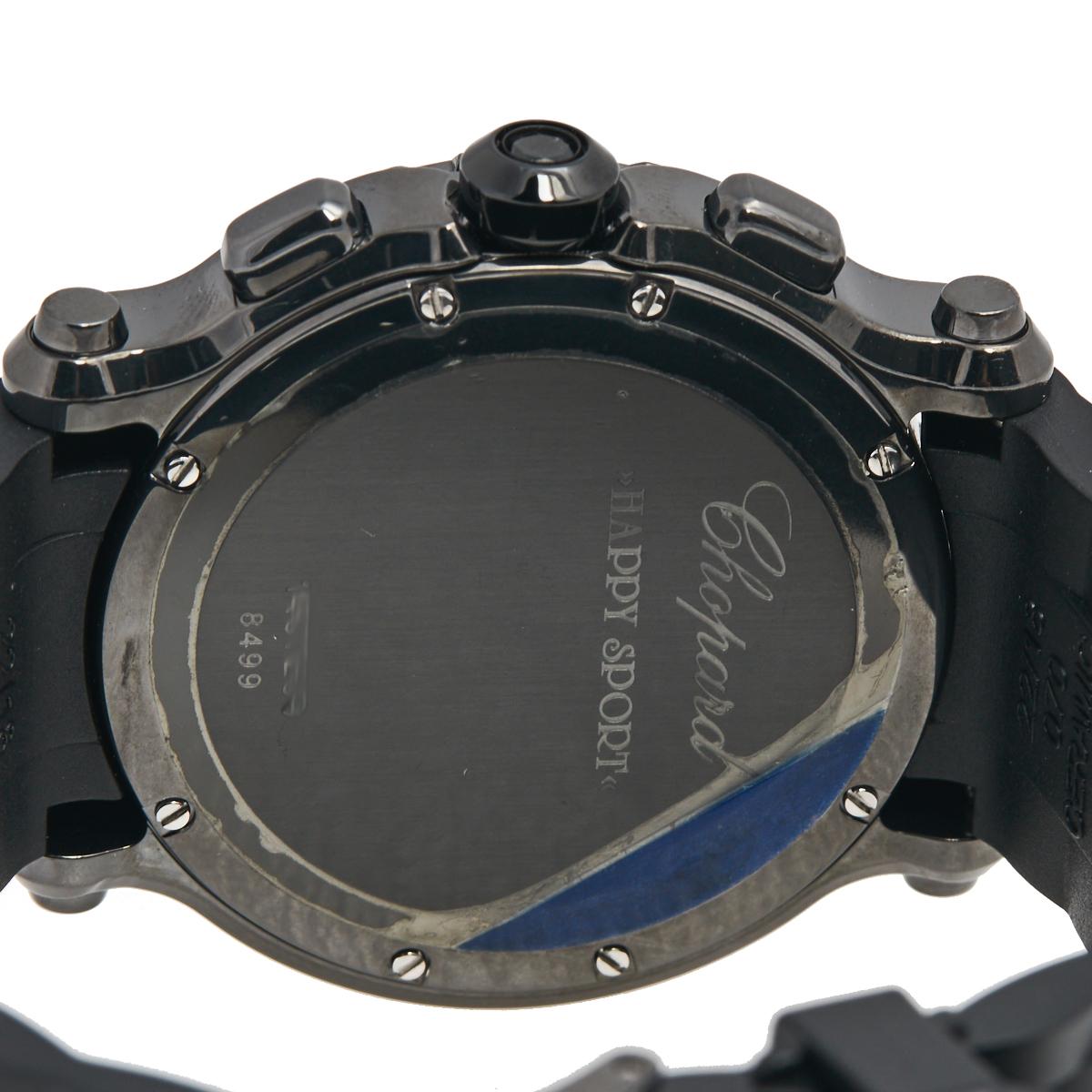 Chopard Stainless Steel Rubber Diamond Happy Sport Women's Wristwatch ...