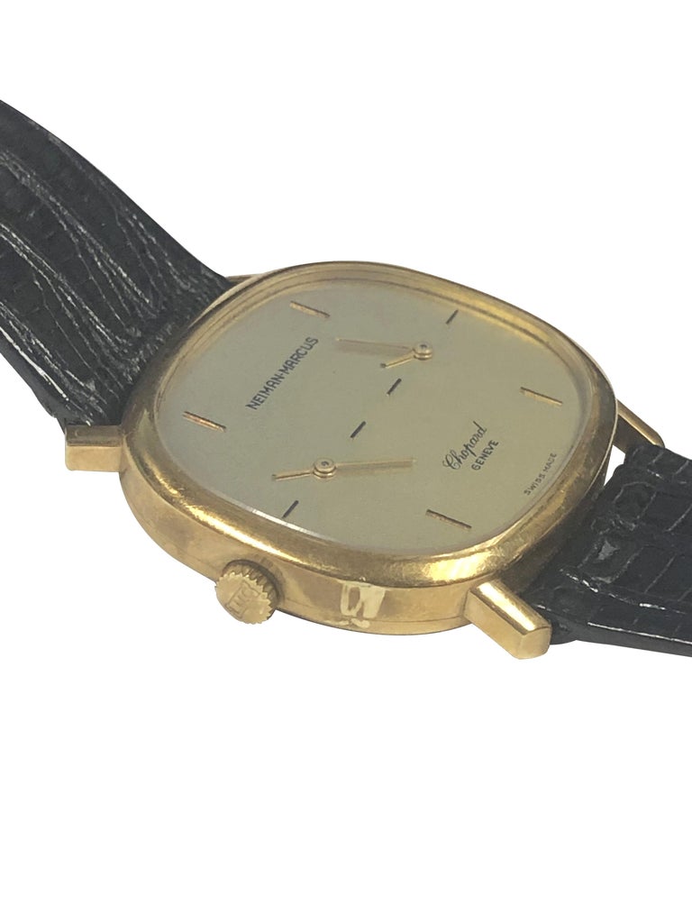 Chopard Vintage Yellow Gold 2 Time Zone Duel Time Wrist Watch For Sale ...