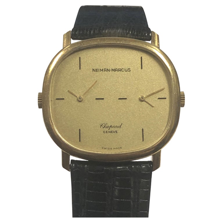 Chopard Vintage Yellow Gold 2 Time Zone Duel Time Wrist Watch For Sale ...