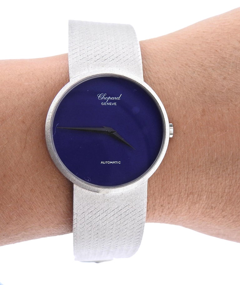 Chopard White Gold Blue Dial Classic Automatic Watch For Sale at 1stDibs