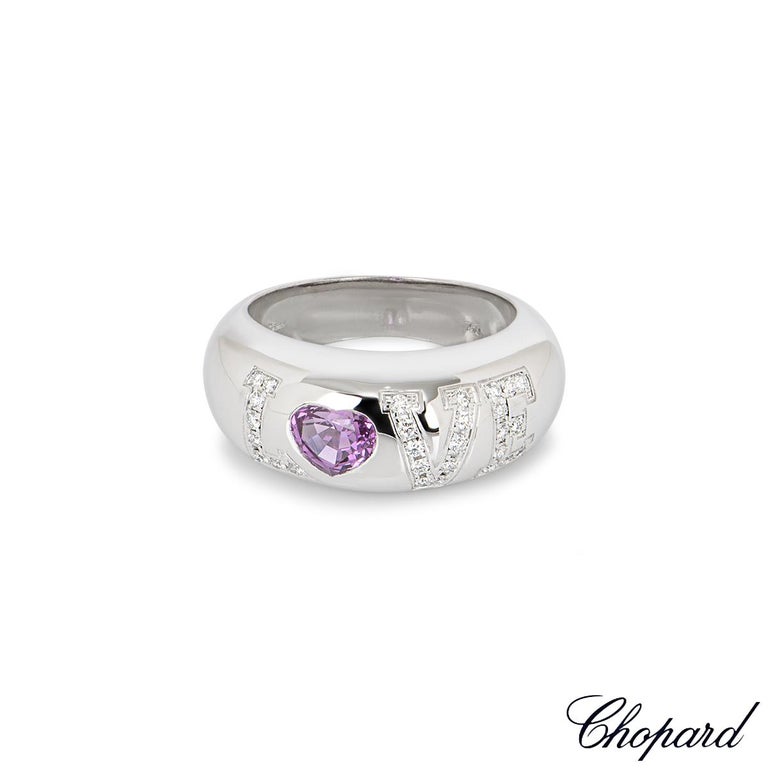 Chopard White Gold Pink Sapphire and Diamond Love Ring 82/2000/11 at ...