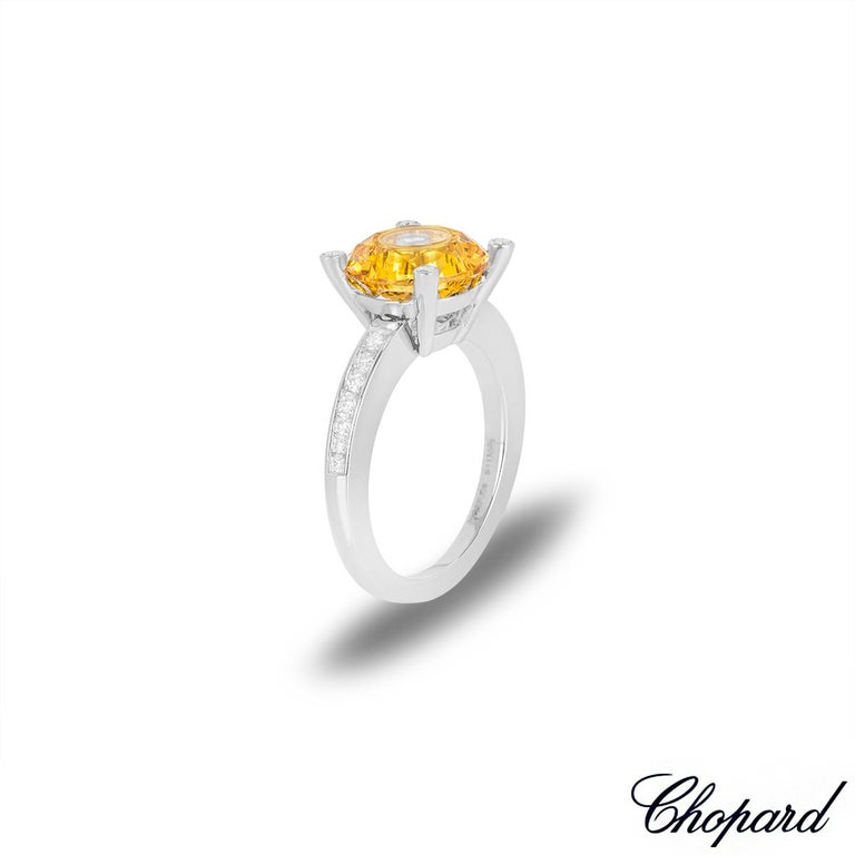Chopard White Gold So Happy Yellow Stone and Diamond Ring 82/6231-04 ...