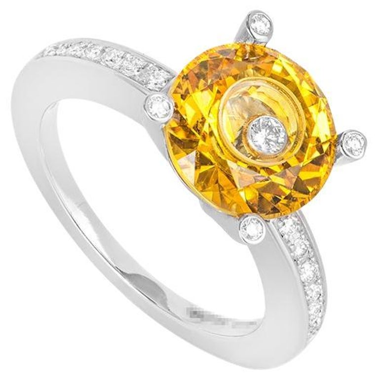 Chopard White Gold So Happy Yellow Stone and Diamond Ring 82/6231-04 ...