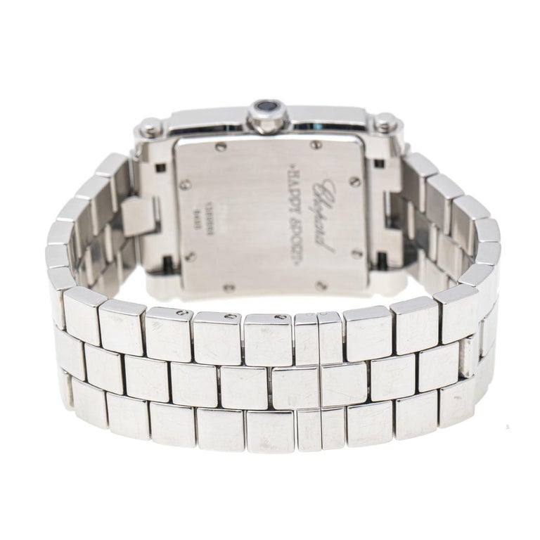 Chopard White Stainless Steel Diamond Happy Sport Square Women's ...