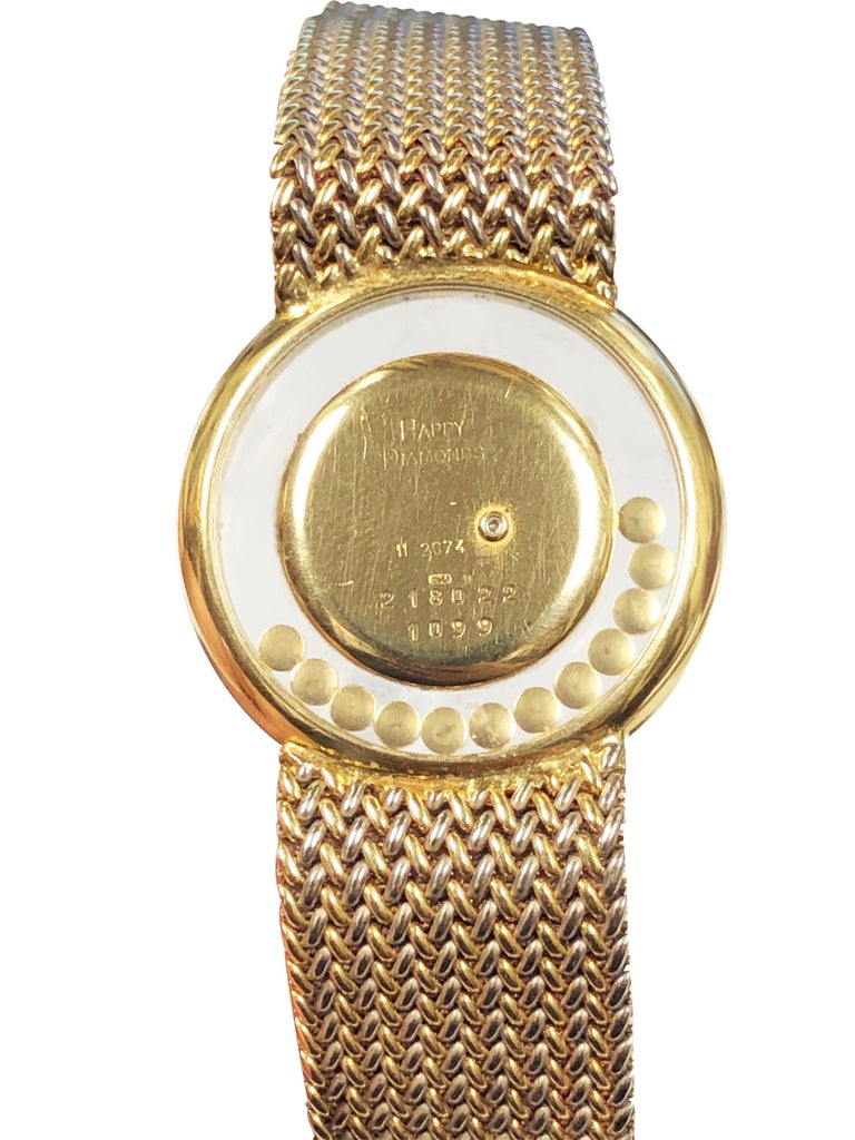 Chopard Yellow Gold Diamonds Happy Diamond Large Quartz Wristwatch For ...