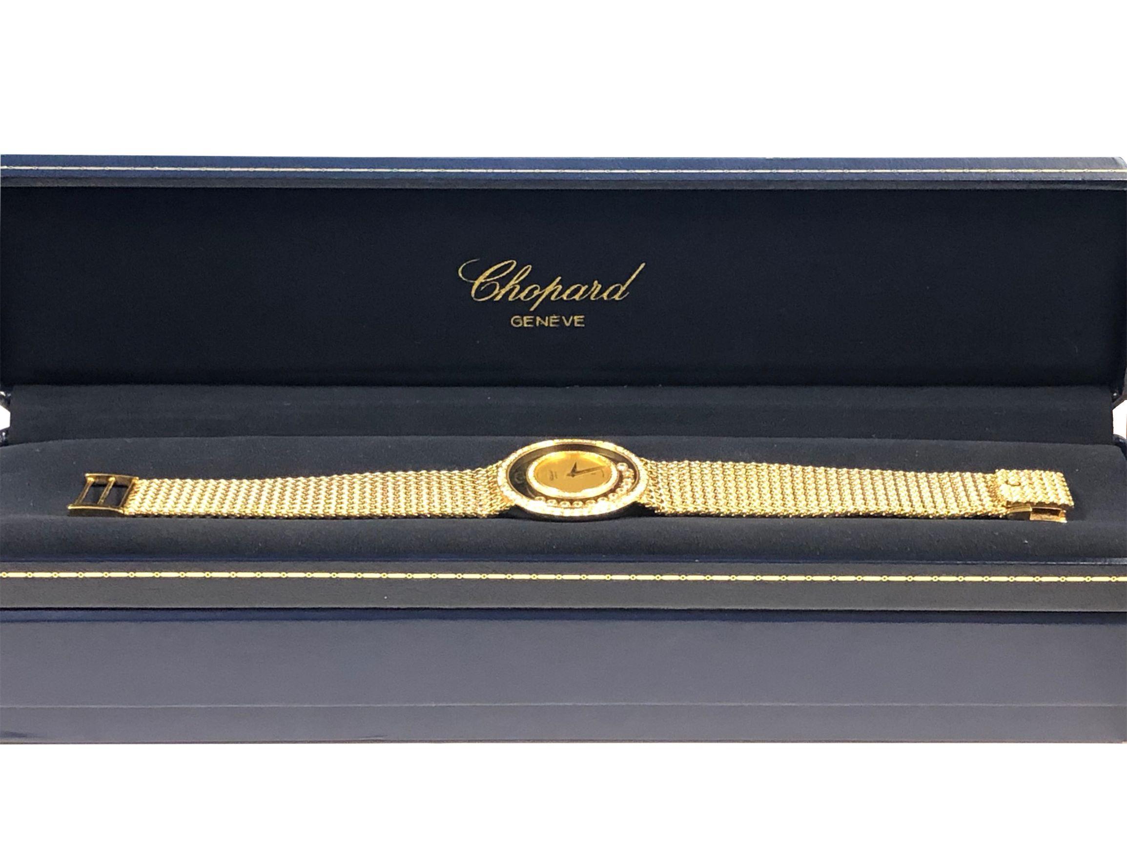 Chopard Yellow Gold Diamonds Happy Diamond Large Quartz Wristwatch at ...