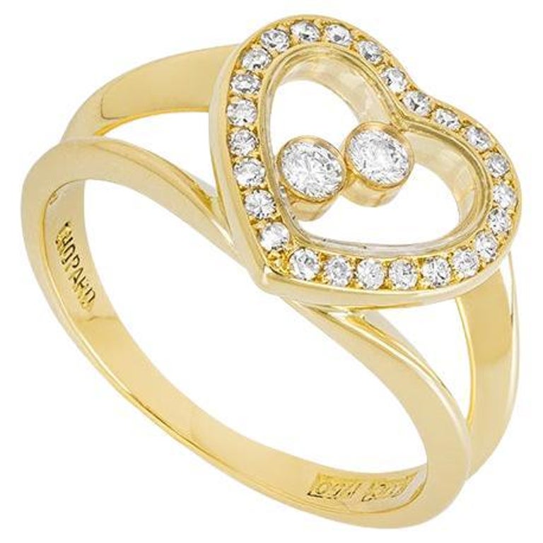 Chopard Yellow Gold Happy Diamonds Heart Ring For Sale at 1stDibs