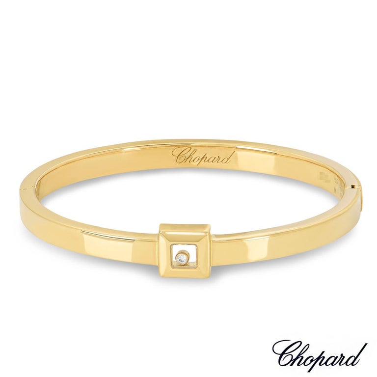 Chopard Yellow Gold Square Happy Diamonds Bangle 85/2938 For Sale at ...