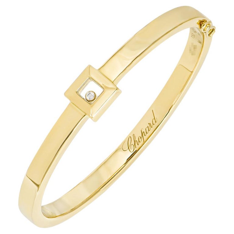 Chopard Yellow Gold Square Happy Diamonds Bangle 85/2938 For Sale at ...