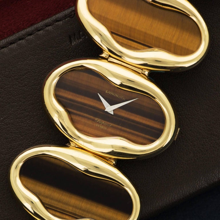 Chopard Ladies Yellow Gold Tiger's Eye Bracelet Wristwatch, Circa 1975 ...