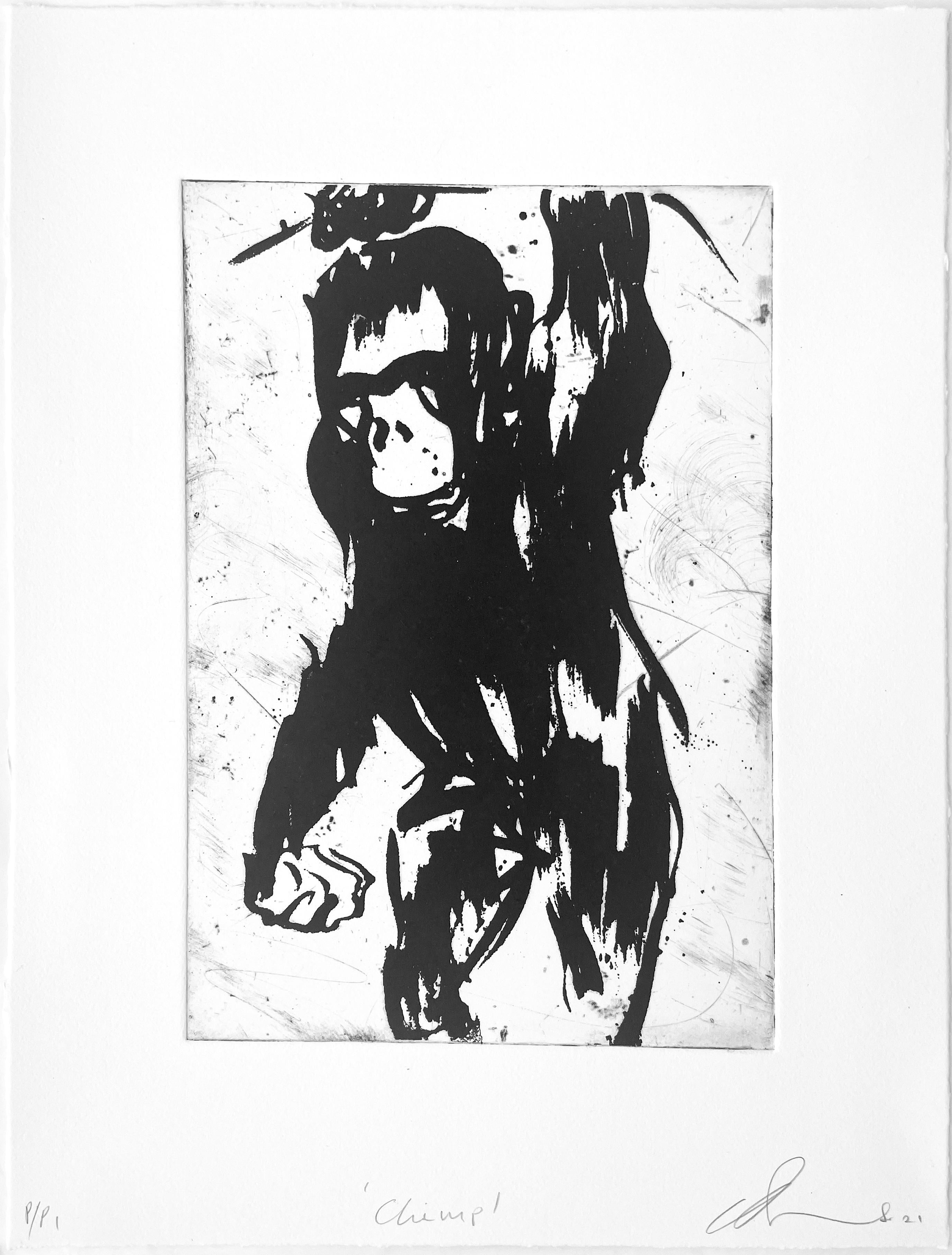 Chris Burns - CHIMP, 2021 Etching, aquatint and dry point on copper ...
