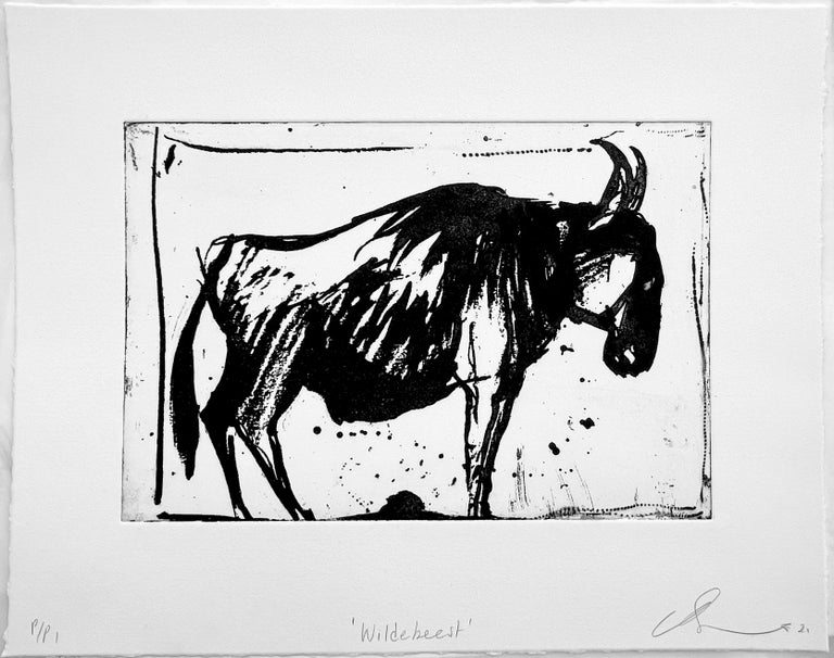 Chris Burns - WILDEBEEST, 2021 Etching, aquatint and dry point on ...