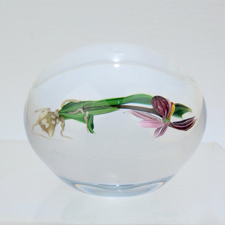 Chris Buzzini Artist-Proof Orchid Flower and Roots Art Glass ...