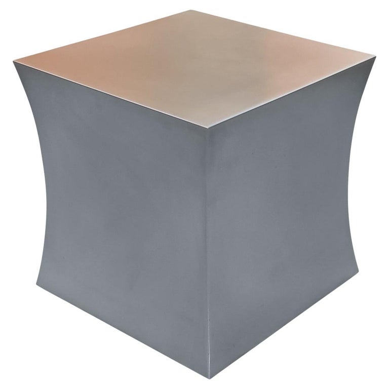 Chris Lehrecke Ralph Pucci Stainless Steel Concave Pedestal Side Table ...