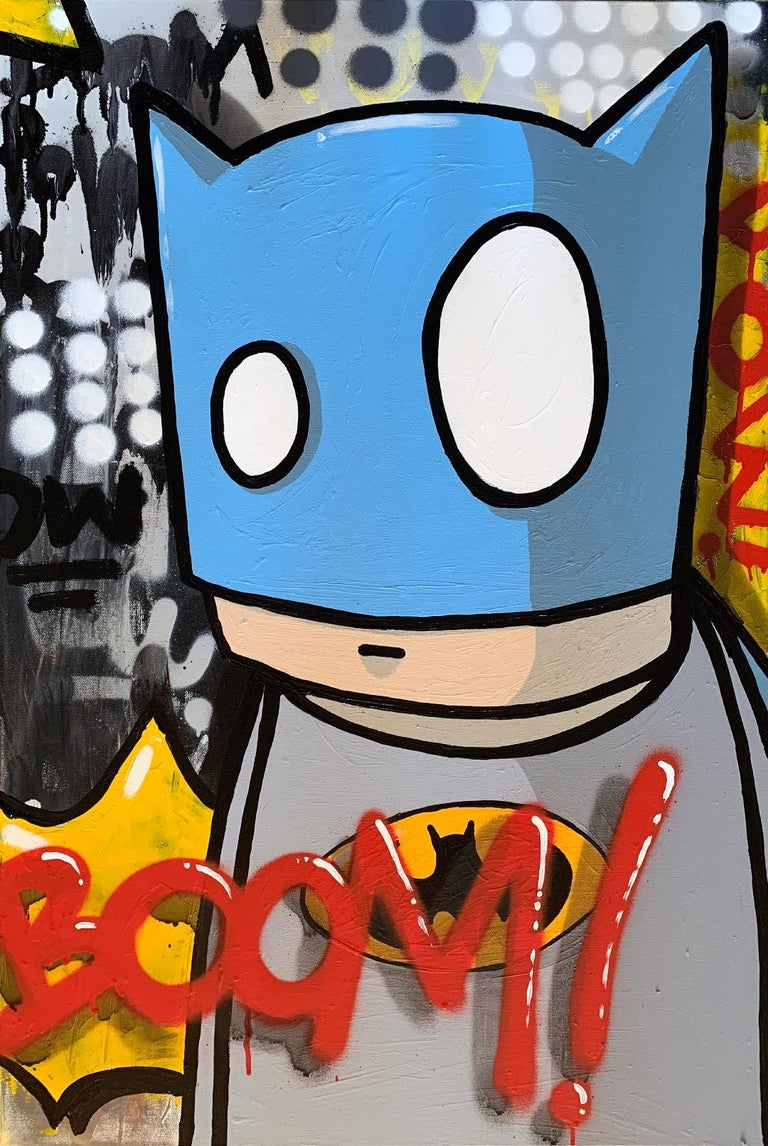 Chris RWK - "Bats the Matter" Large 36x24" Acrylic and spray paint on ...