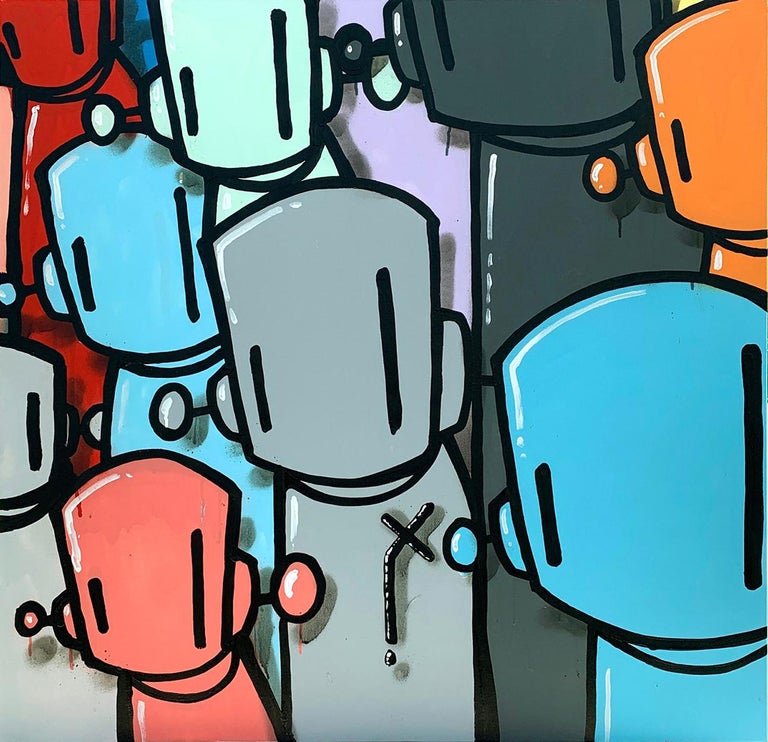 Chris RWK - Lost in the Crowd, Acrylic, Spray paint and mixed media on ...