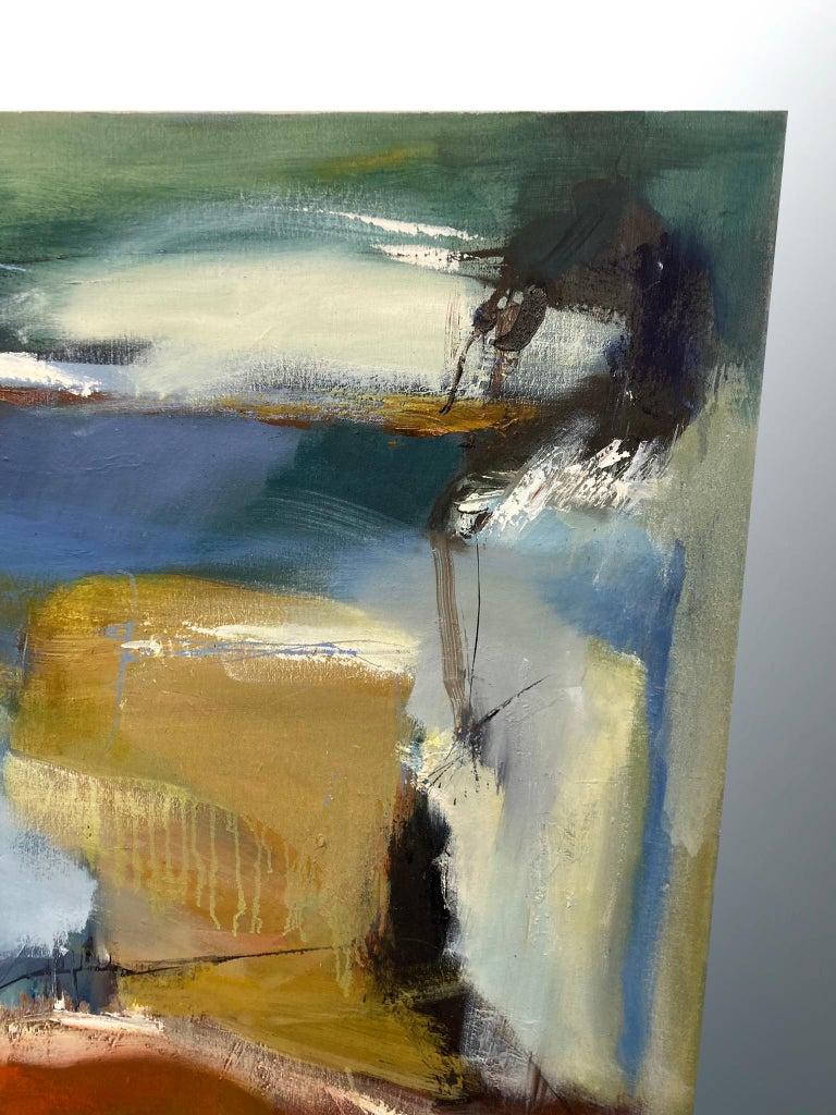 Chris Sims - Warm Stillness: Gestural Abstract Landscape Oil Painting on Canvas For Sale at 1stDibs