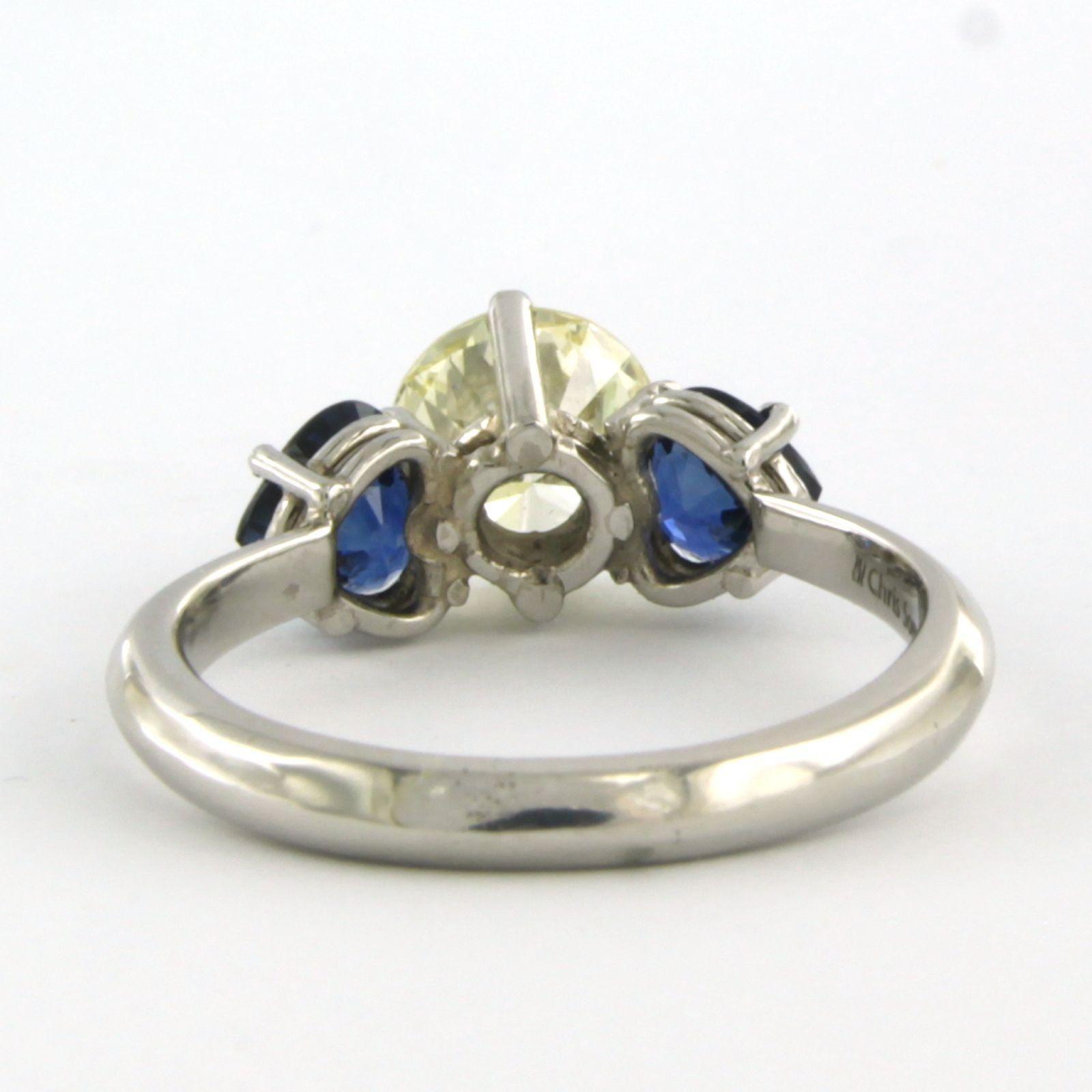 Chris Sommer ring with sapphire and brilliant cut diamond up to 1.55ct platinum For Sale at 1stDibs