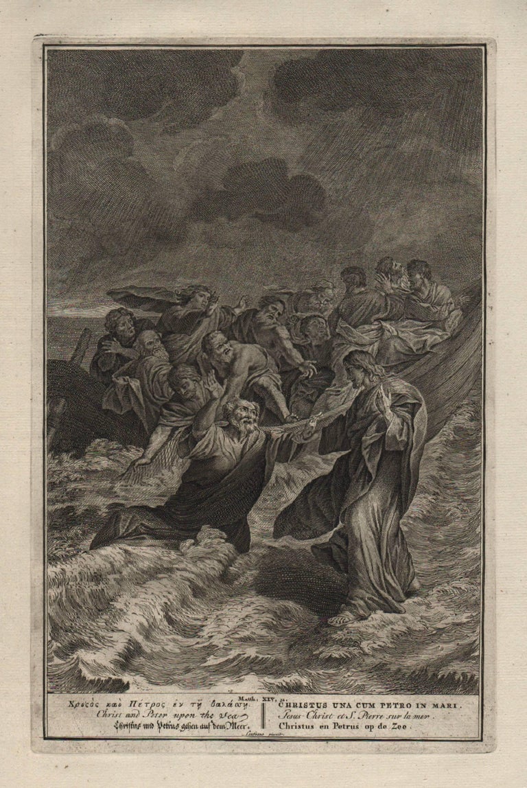 Christ and Peter Upon the Sea, 1728 Framed Engraving Religious For Sale ...