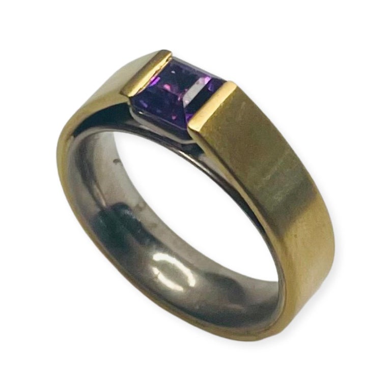 Christian Bauer "Classic Line" 18K Yellow and White Gold Amethyst Ring ...