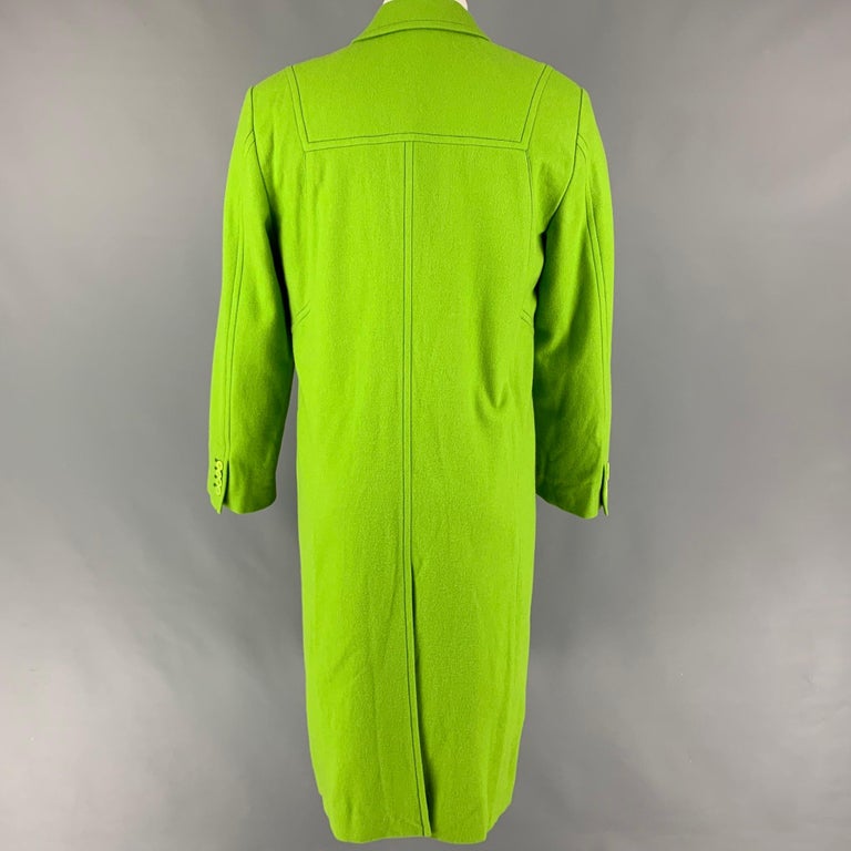 CHRISTIAN DADA Size 40 Green Wool Hooded Tailored Melton Coat For Sale ...