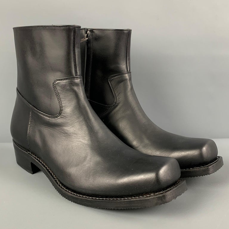 CHRISTIAN DADA Size 9 Black Leather Side Zipper Boots For Sale at 1stDibs