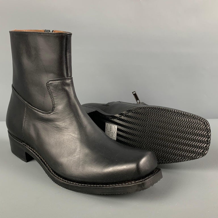 CHRISTIAN DADA Size 9 Black Leather Side Zipper Boots For Sale at 1stDibs