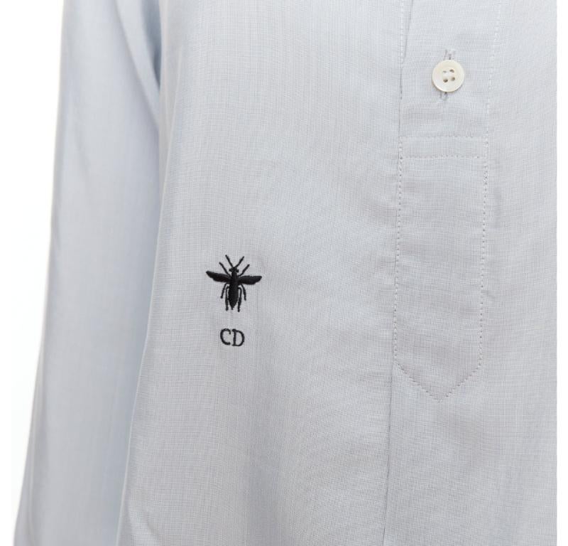 CHRISTIAN DIOR 100% silk powder blue CD bee logo hi low CHRISTIAN DIOR 100% silk powder blue CD bee logo hi low
