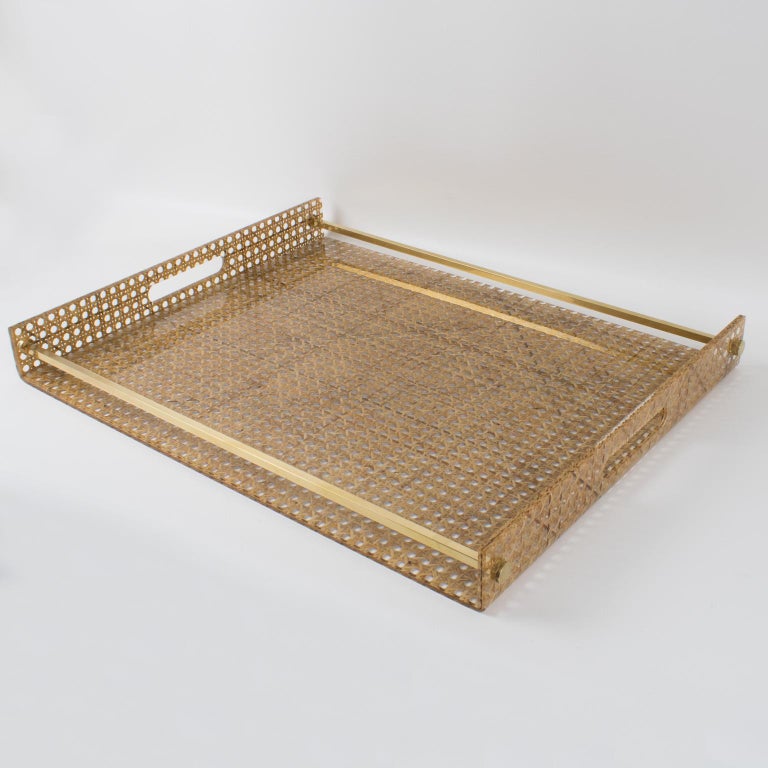 Christian Dior 1970s Lucite Rattan Barware Folding Tray Table at 1stDibs