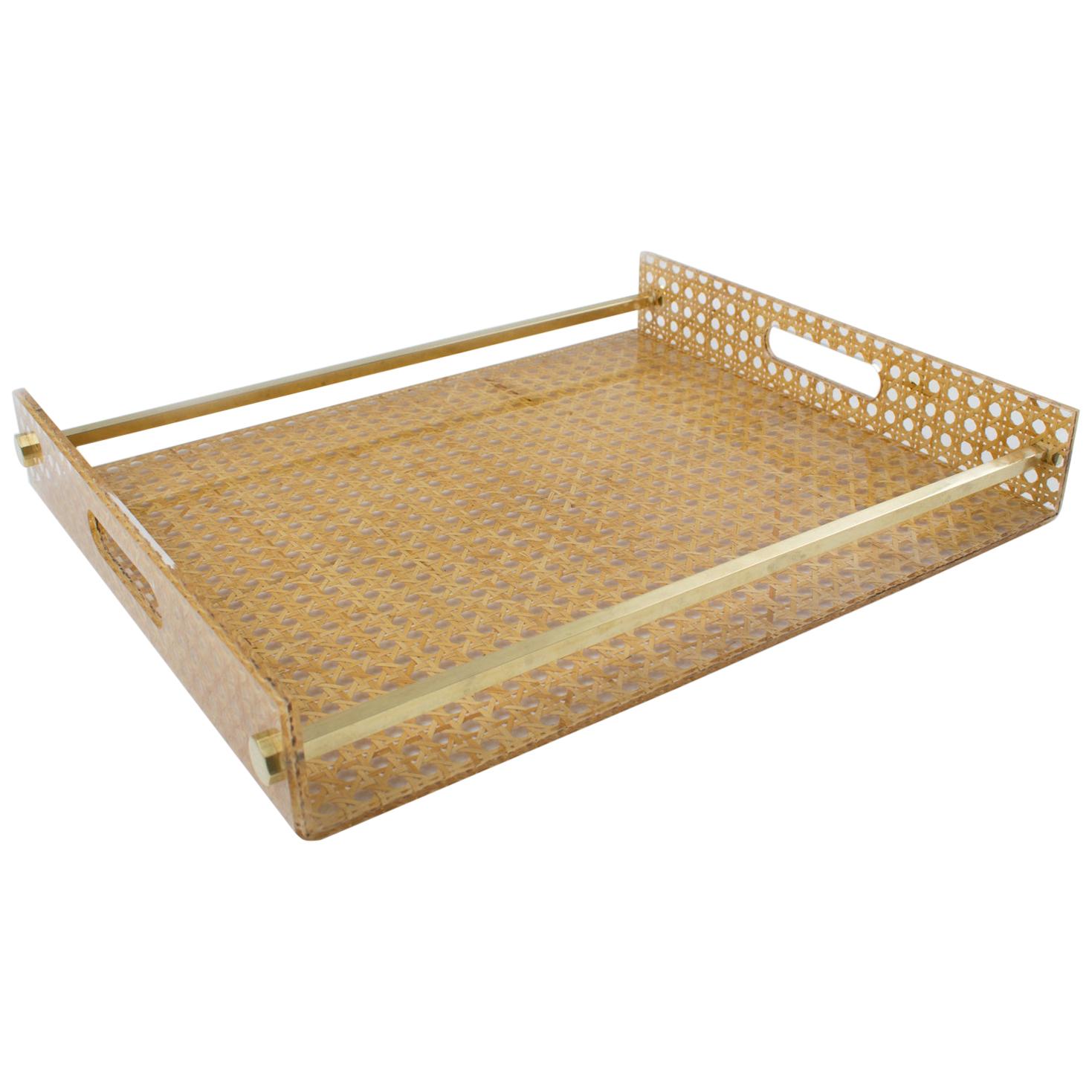 Christian Dior 1970s Lucite Rattan Barware Serving Tray at 1stDibs ...