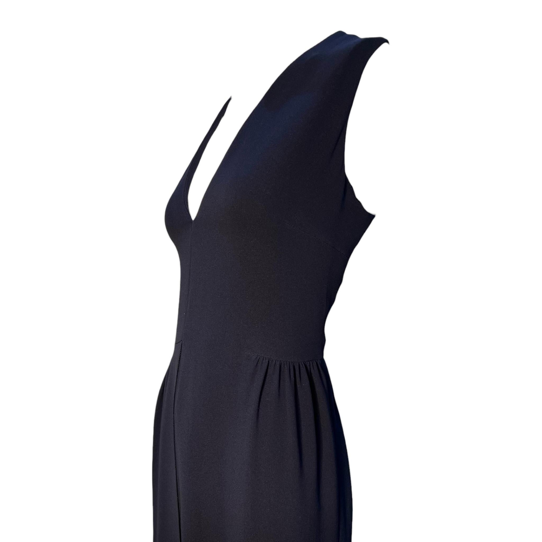 Dior 2000's Dark Navy Silk Deep V- Neck Quiet Sexy Evening Gown For ...