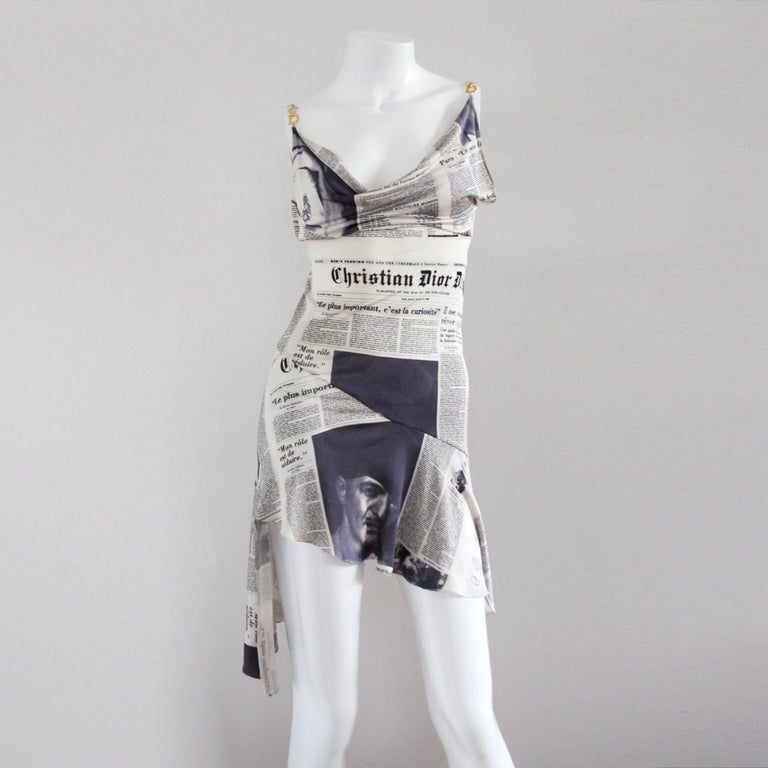CHRISTIAN DIOR 2001 Iconic Newsprint / Newspaper Dress by John Galliano ...