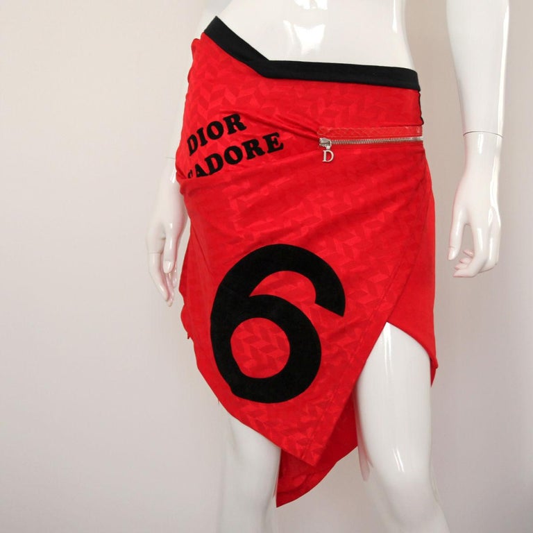 CHRISTIAN DIOR 2001 Red Skirt "Dior J'adore 6" by John Galliano at 1stDibs