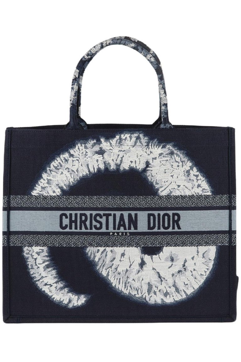 Grand sac cabas Christian Dior 2020 en toile jacquard teintée à l'eau ...