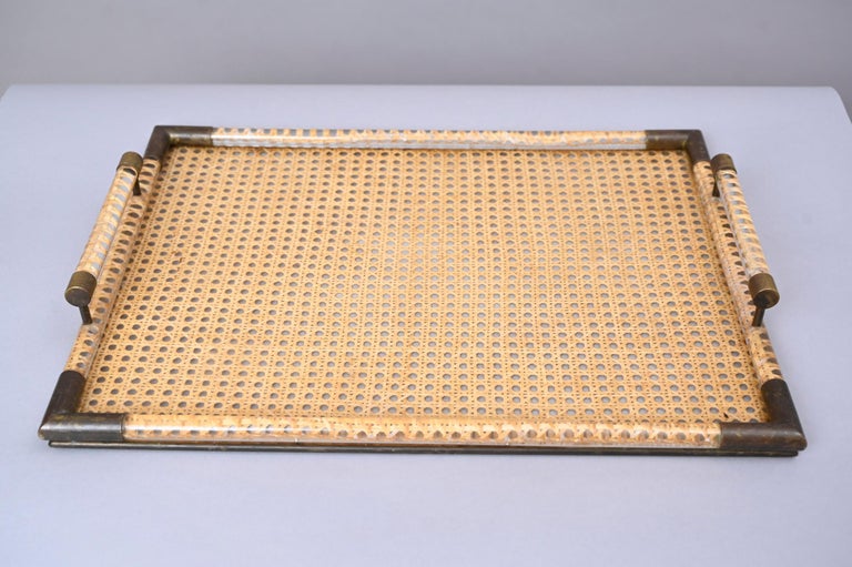 Christian Dior Acrylic and Vienna Straw Tray, c1970 For Sale at 1stDibs