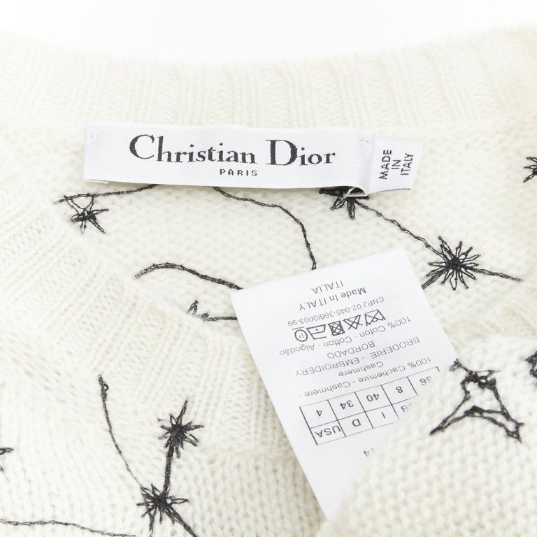 CHRISTIAN DIOR Astro Dior 100% cashmere beige Zodiac embroidery vest ...