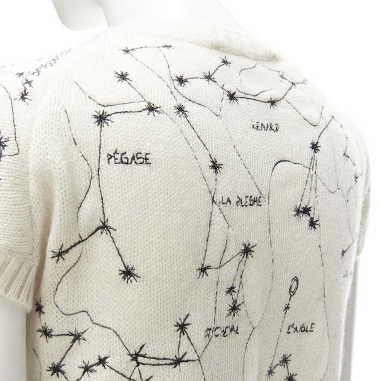 CHRISTIAN DIOR Astro Dior 100% cashmere beige Zodiac embroidery vest ...