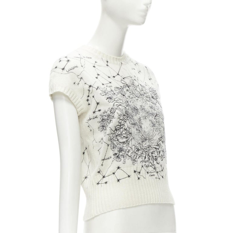 CHRISTIAN DIOR Astro Dior 100% cashmere beige Zodiac embroidery vest ...