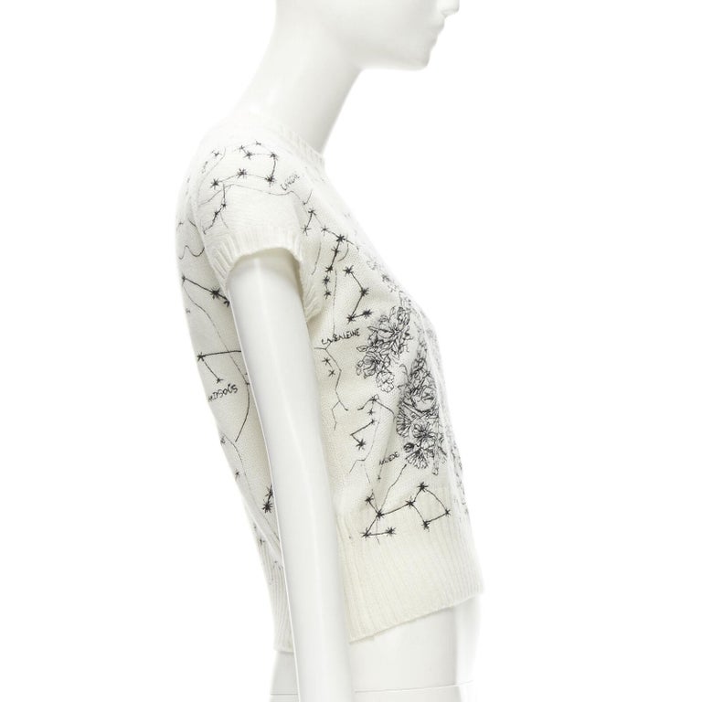 CHRISTIAN DIOR Astro Dior 100% cashmere beige Zodiac embroidery vest ...