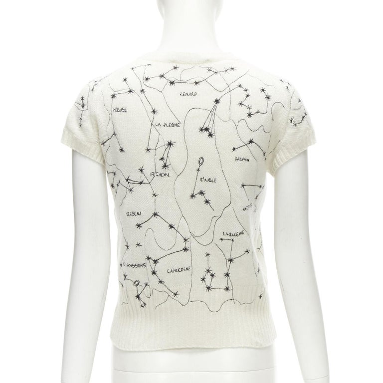 CHRISTIAN DIOR Astro Dior 100% cashmere beige Zodiac embroidery vest ...
