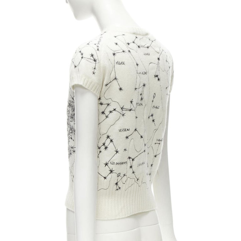 CHRISTIAN DIOR Astro Dior 100% cashmere beige Zodiac embroidery vest ...