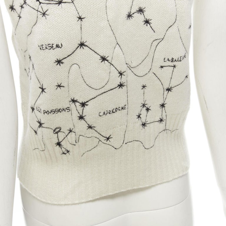 CHRISTIAN DIOR Astro Dior 100% cashmere beige Zodiac embroidery vest ...